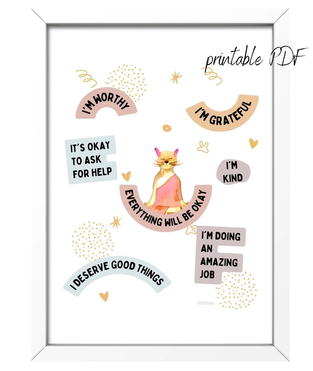 Encouraging Kids Poster - Positivity Wall Art Printable, Playful ...