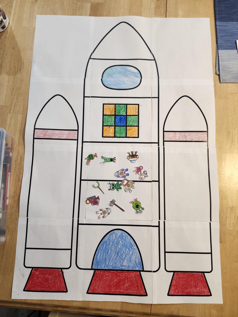 Rocket Craft Printable for Kids – Build a Rocket Coloring & Activity ...