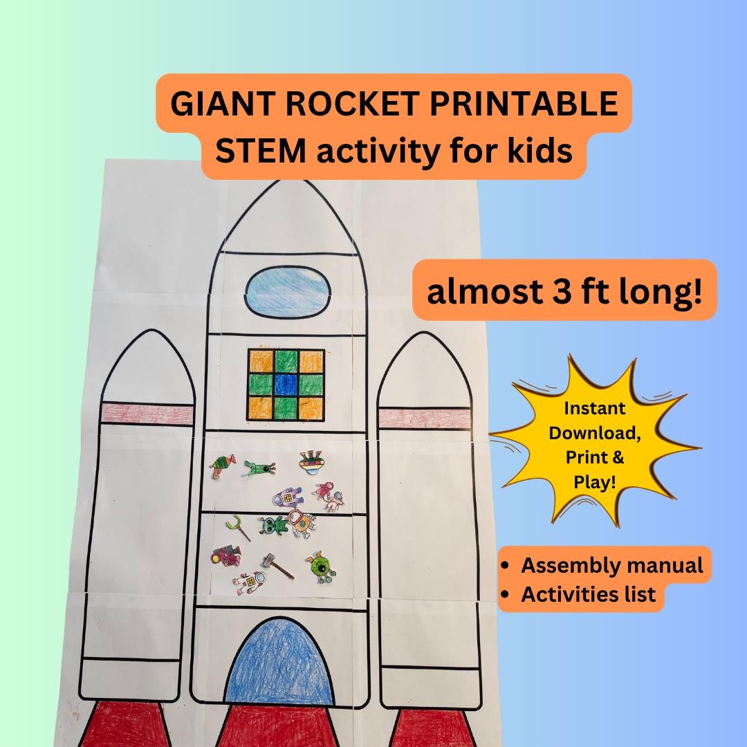 Rocket Craft Printable for Kids – Build a Rocket Coloring & Activity ...