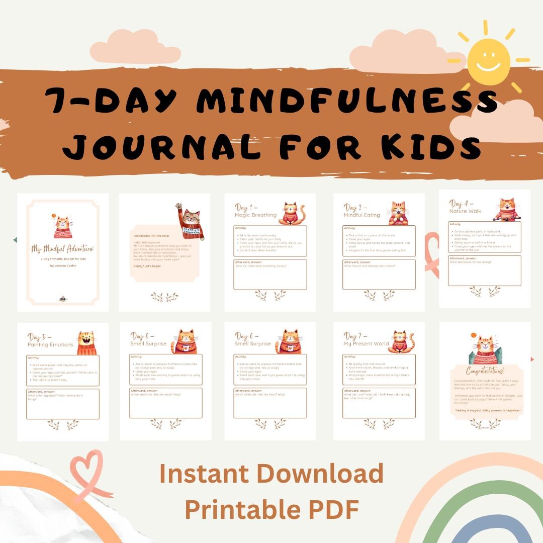 Mindfulness Journal for Kids | 7-day Printable Activities | Breathing ...