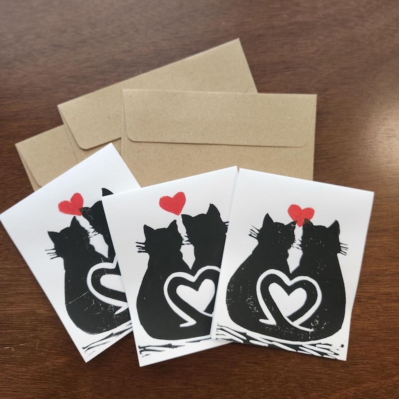 Valentine's Day Linocut - Etsy