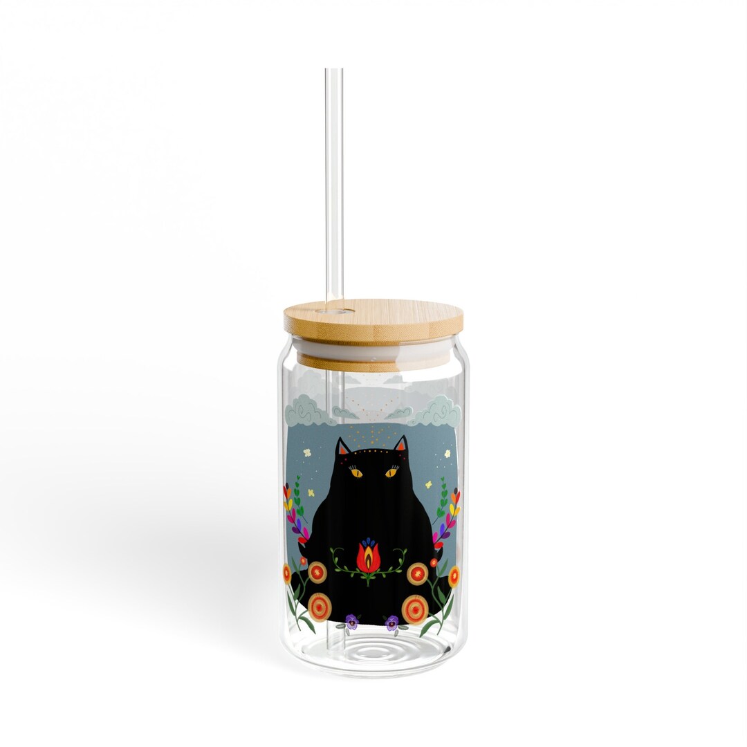 Black Cat Sipper Cup - Whimsical Gift for Cat Moms - Ideal for ...