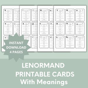 Printable Lenormand Cards for Beginners With Meanings - Etsy