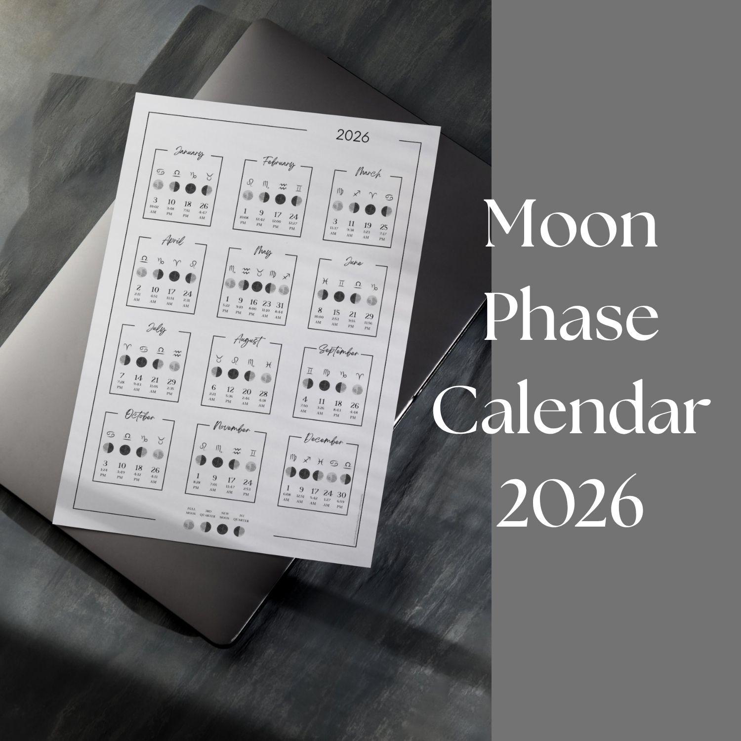 Printable PDF Lunar Calendar, Moon Phase Calendar, Retrogrades, Astro ...