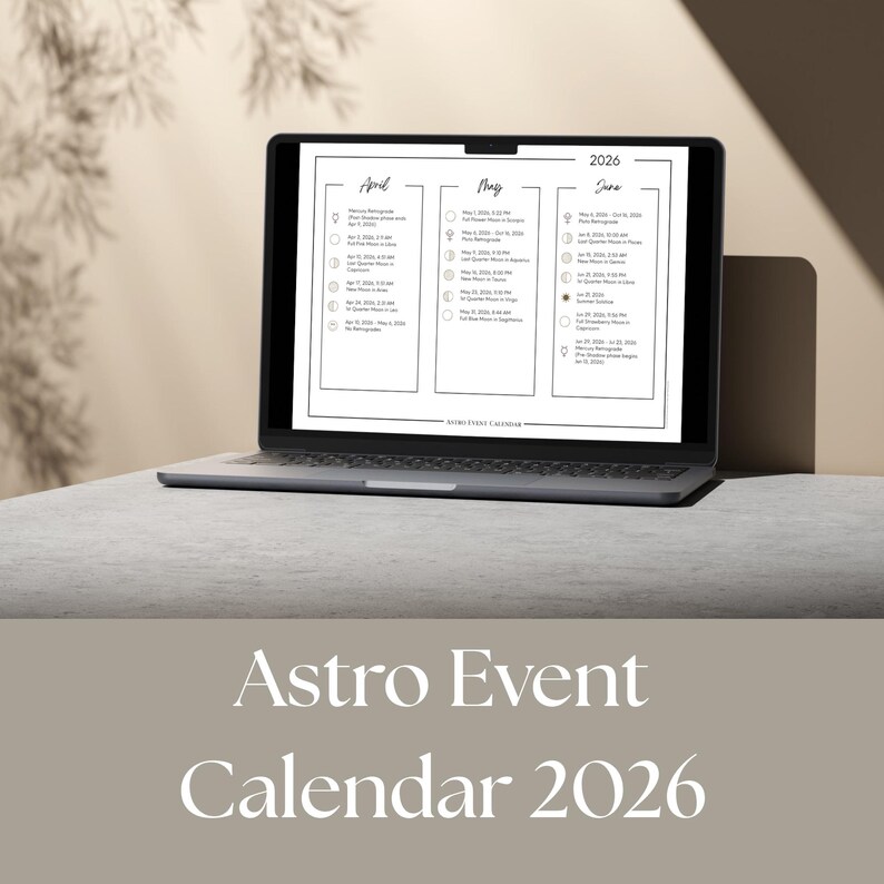 Printable PDF Lunar Calendar, Moon Phase Calendar, Retrogrades, Astro ...