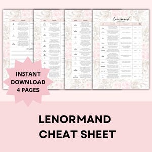 Lenormand Cheat Sheet and Grand Tableau 9x4 and 8x4+4 Lay Out Templates ...