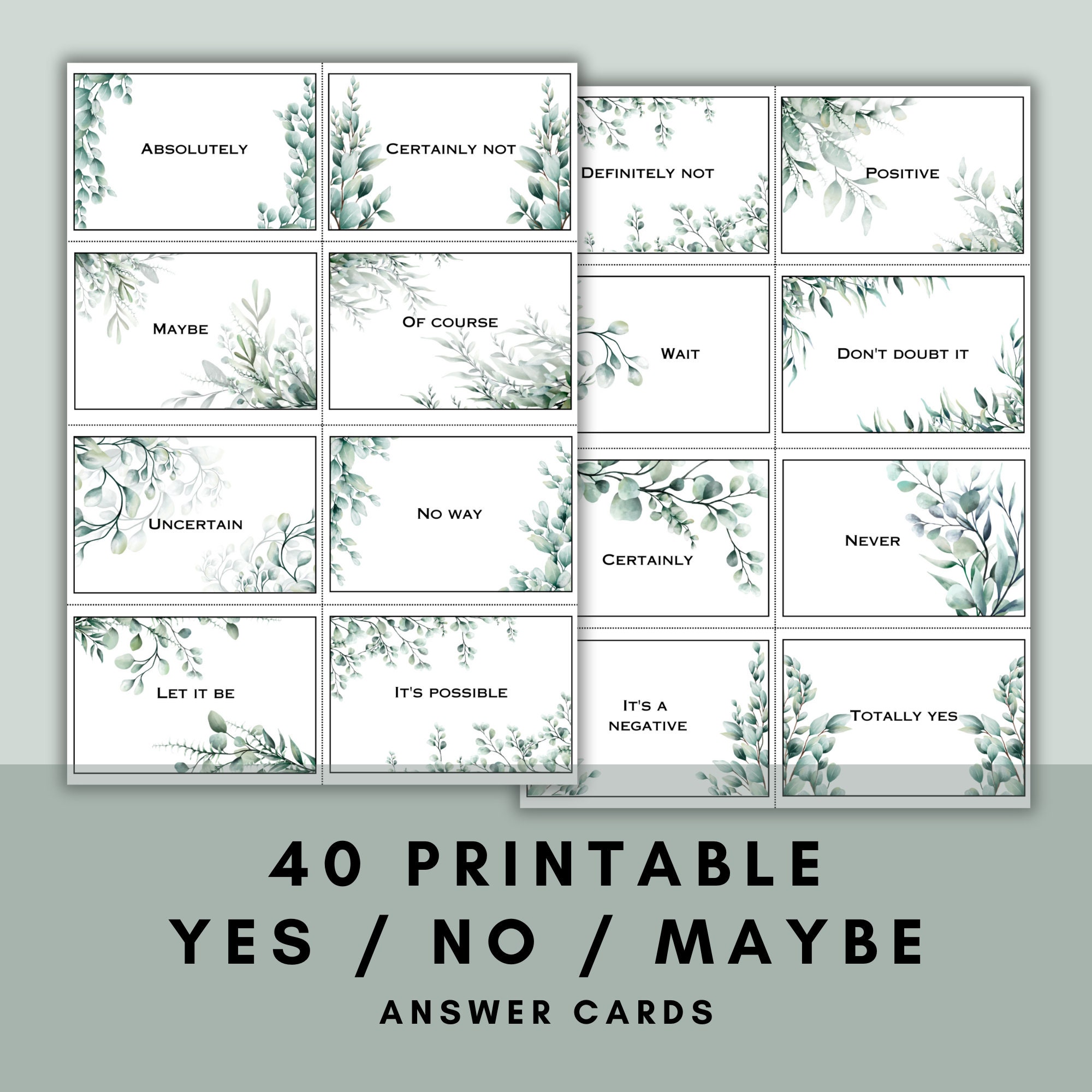 Yes / No / Maybe Answer Cards Printable PDF - Etsy