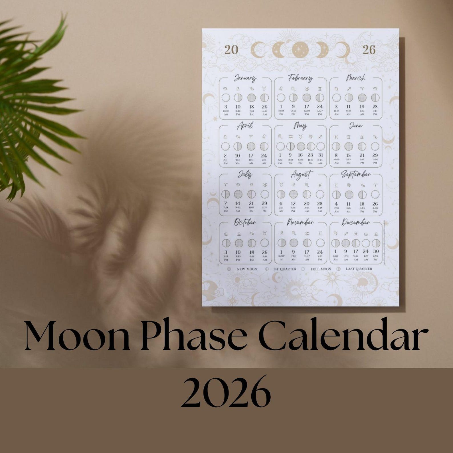 Printable PDF Lunar Calendar, Moon Phase Calendar, Retrogrades, Astro ...