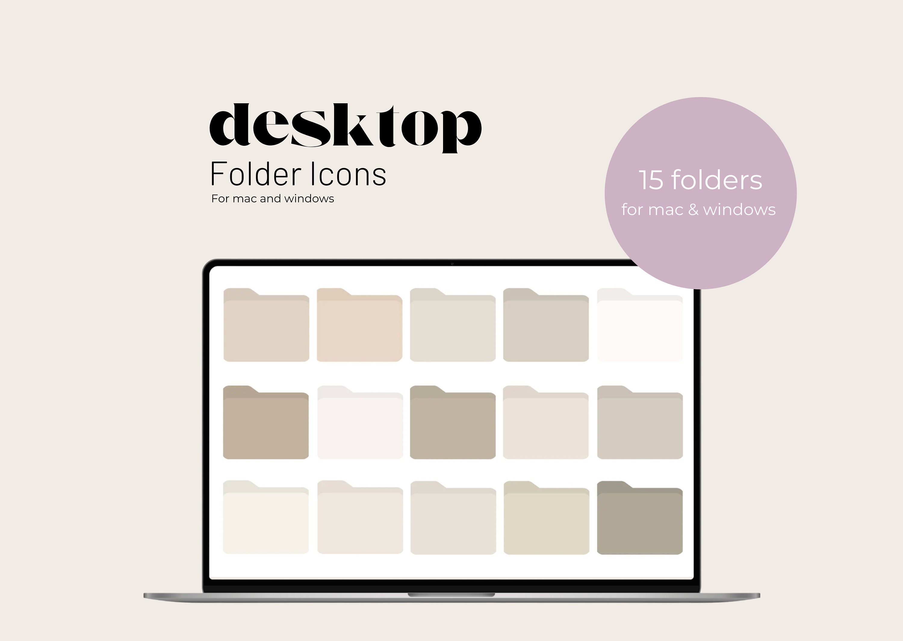 15 Neutral Desktop Folder Icons - Neutral Tones, Macbook, Imac, Windows ...