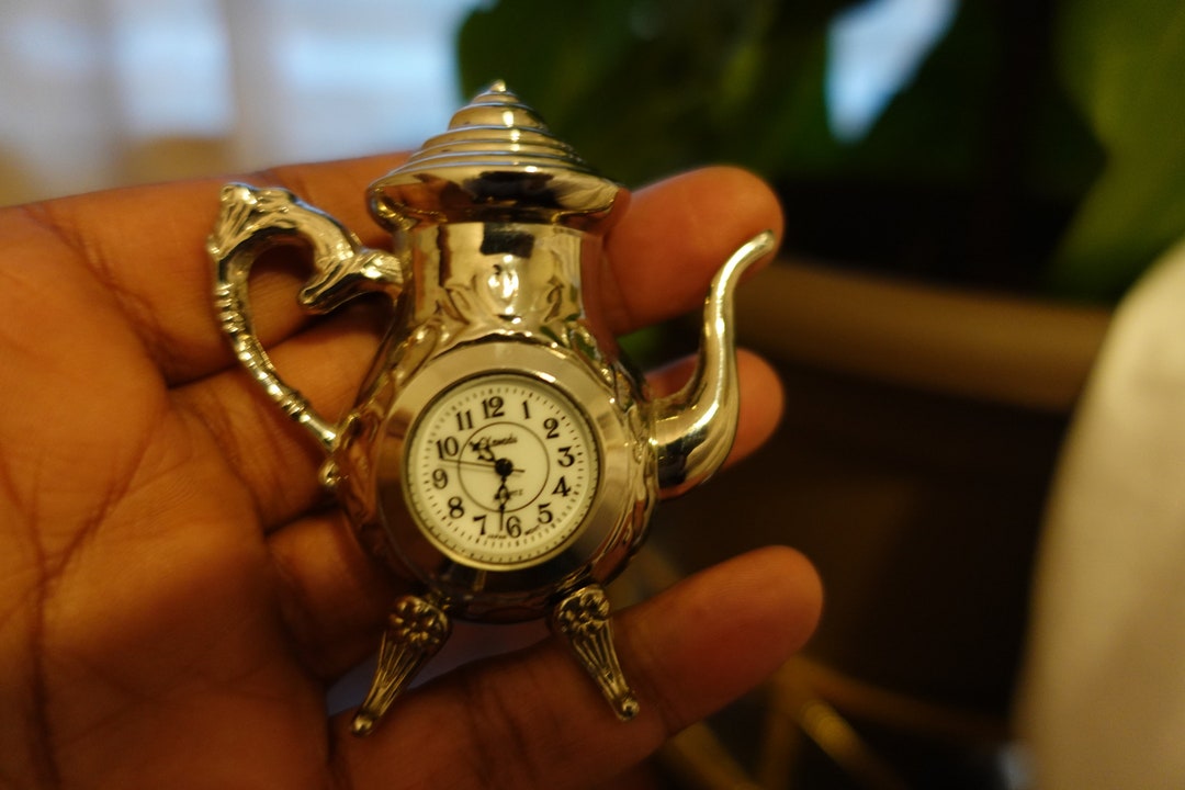 Miniature Brass Tea Pot Clock Xanadu Quartz Japan - Etsy