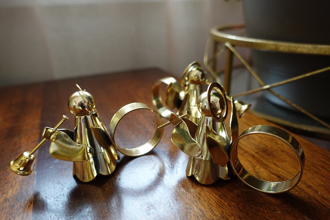 Vintage Shiny Gold Metal Angels and Trumpets Napkin Rings -set of 3 - Etsy