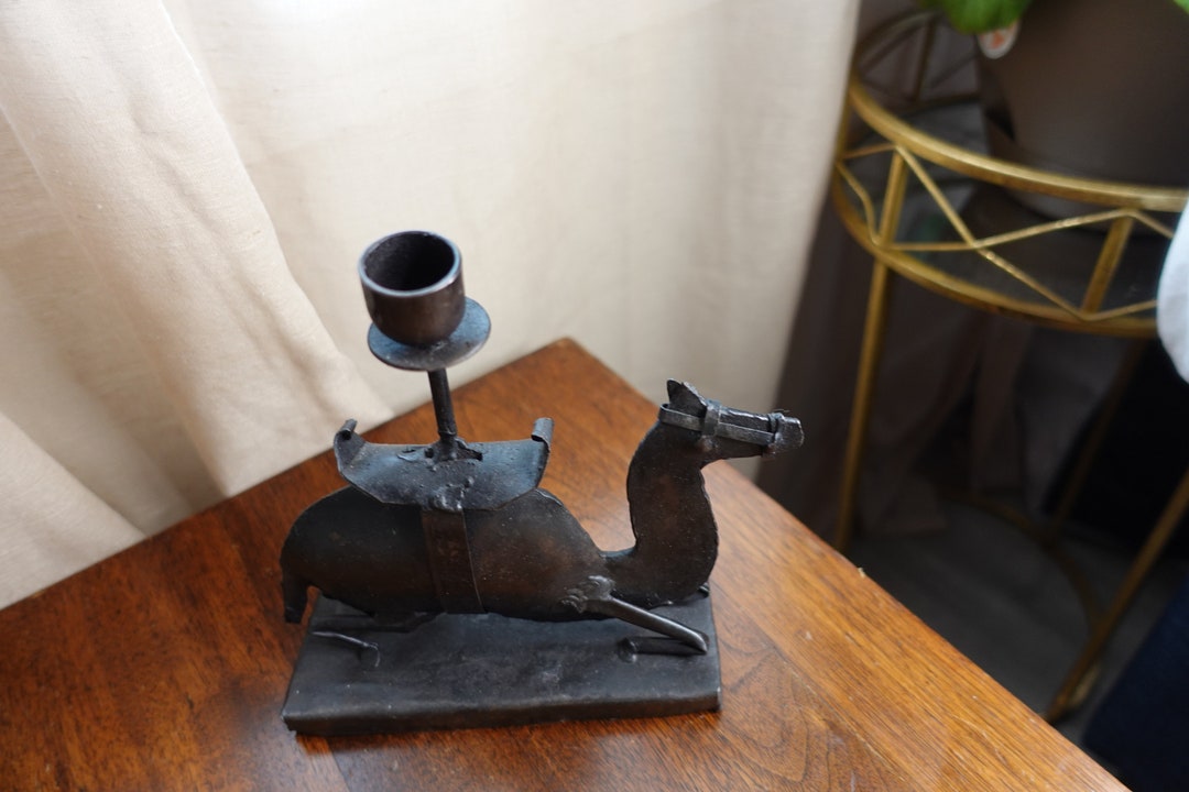Vintage Folk Art Metal Camel Candlestick Holder - Etsy