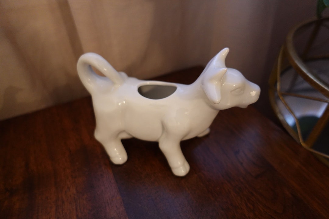 White Porcelain Cow Creamer Pitcher - Etsy