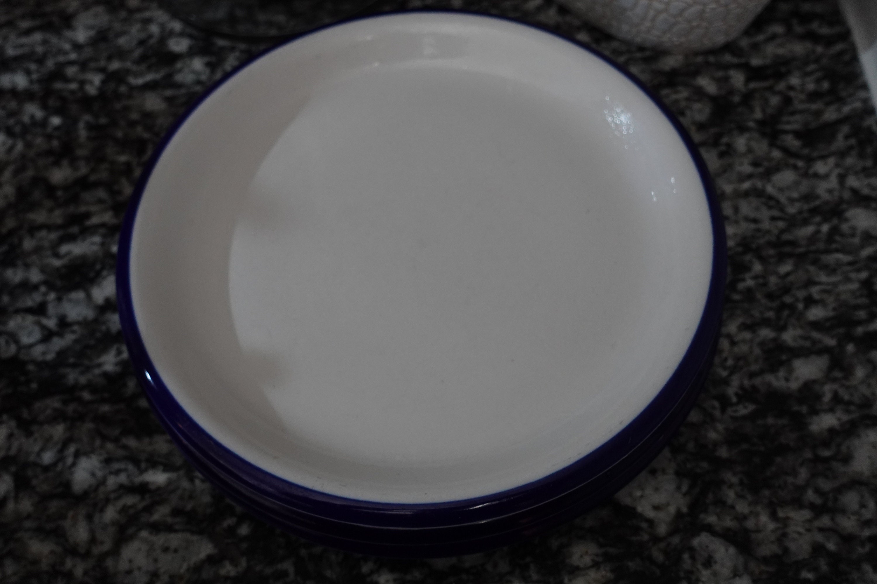 Crown Corning Indonesia Round Plate White Royal Blue Rim - Etsy