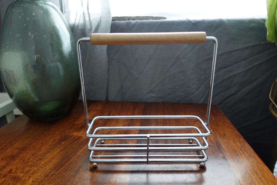Vintage Metal Condiment Caddy With Wood Handle - Etsy