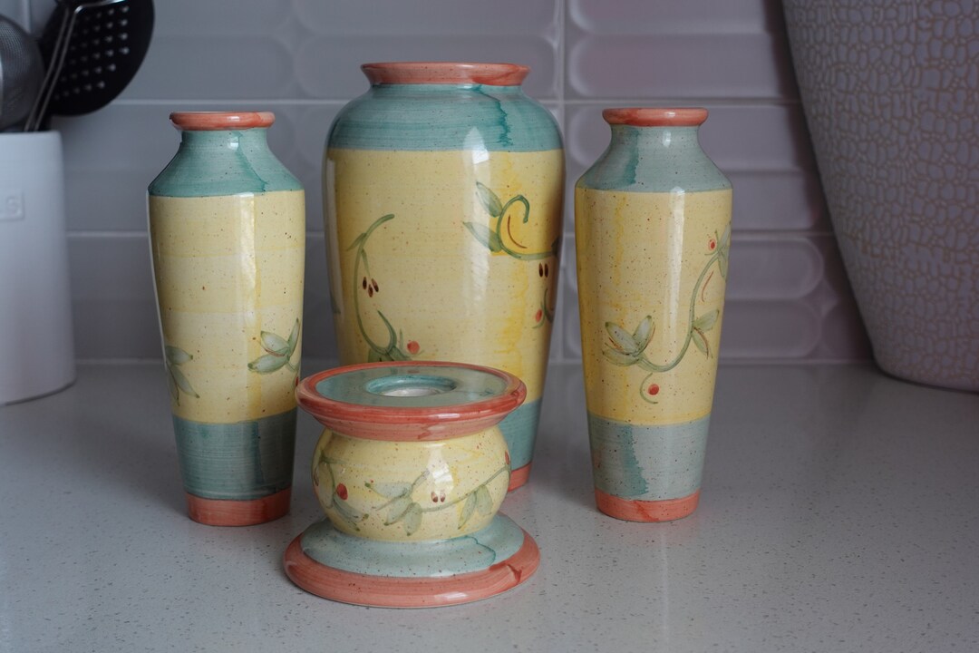 Vintage Ceramic Vases 70s Retro Style Multi Colors Set of 4 - Etsy