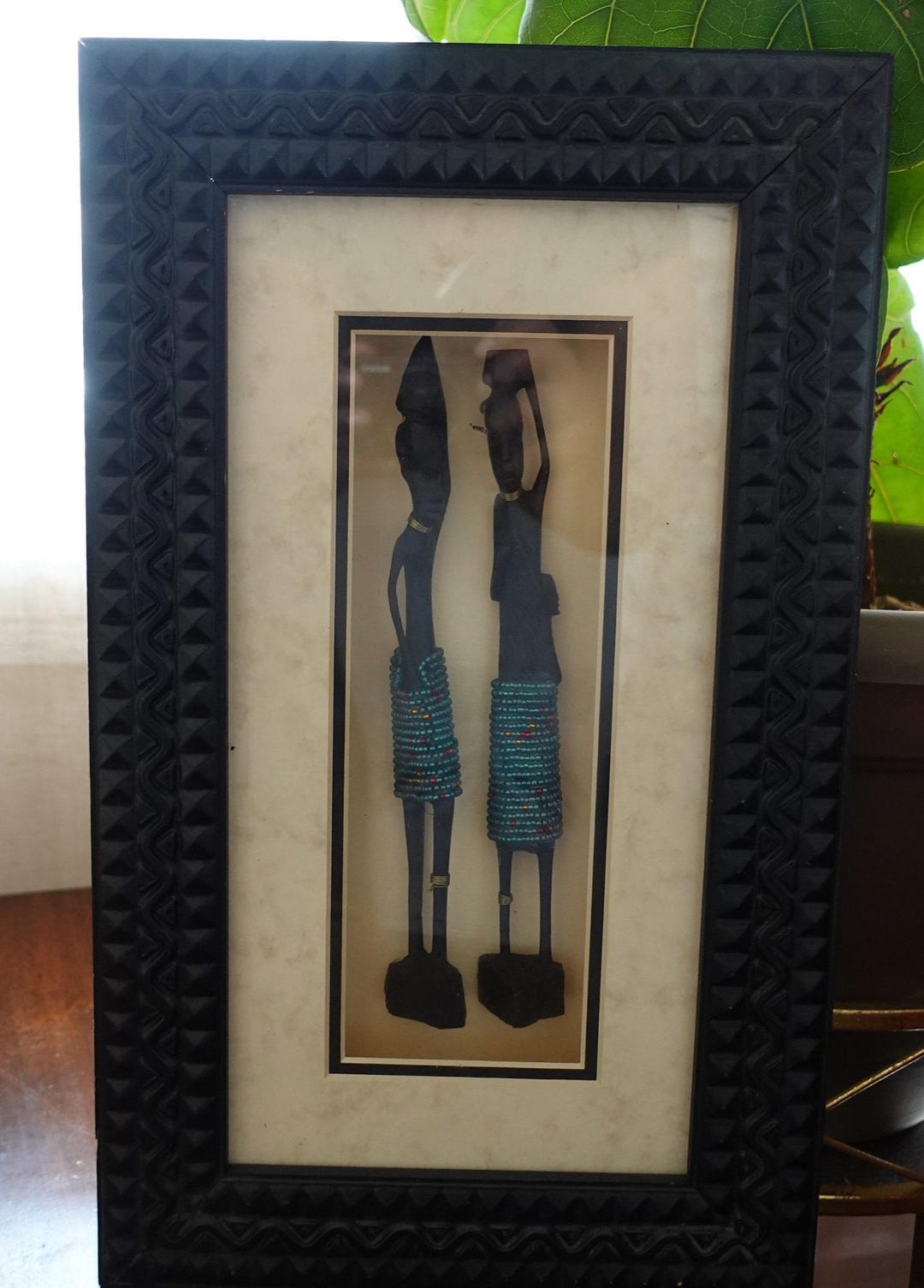 Shadow Box Black Wooden Framed Carved and Beaded African Figures - Etsy