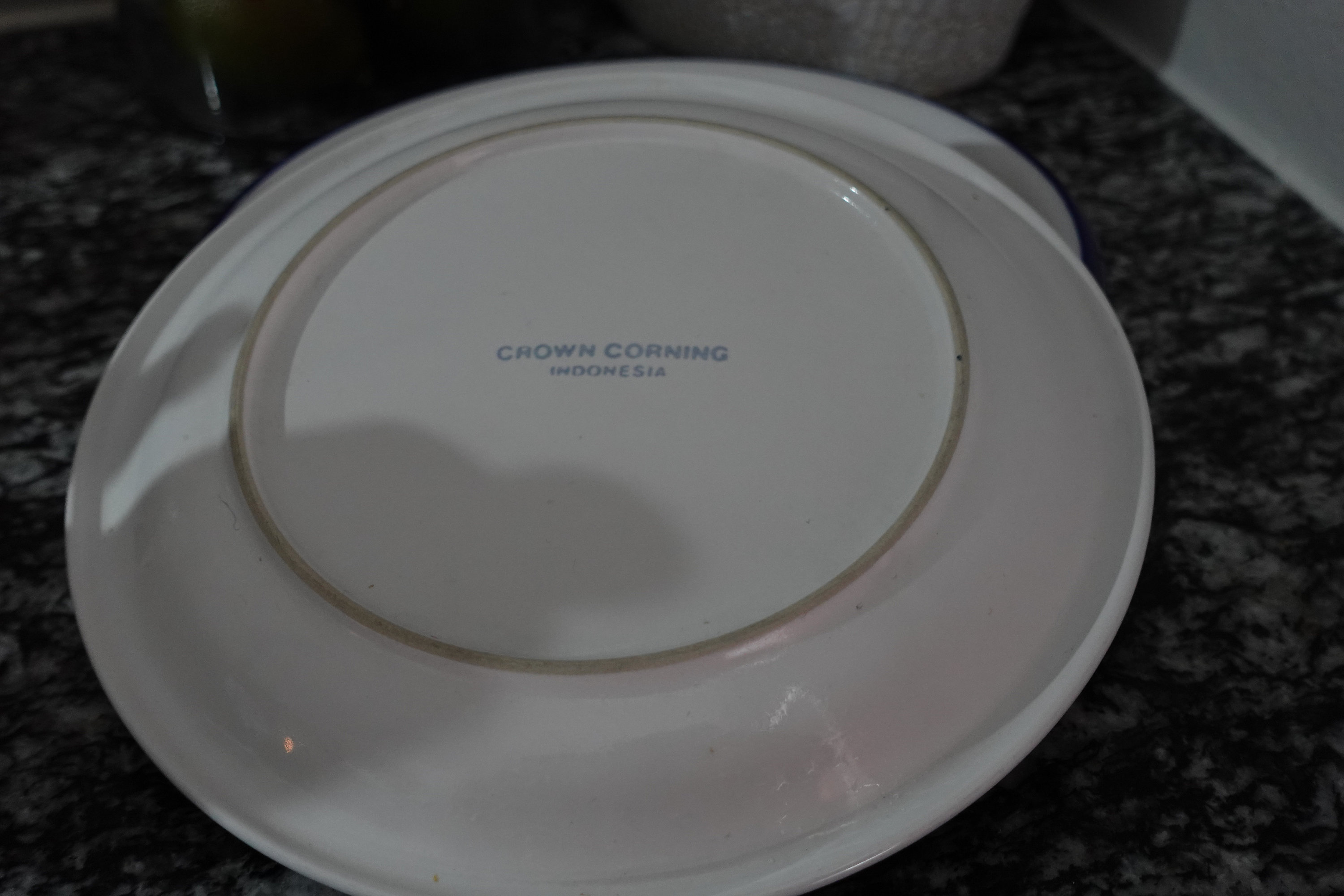 Crown Corning Indonesia Round Plate White Royal Blue Rim - Etsy