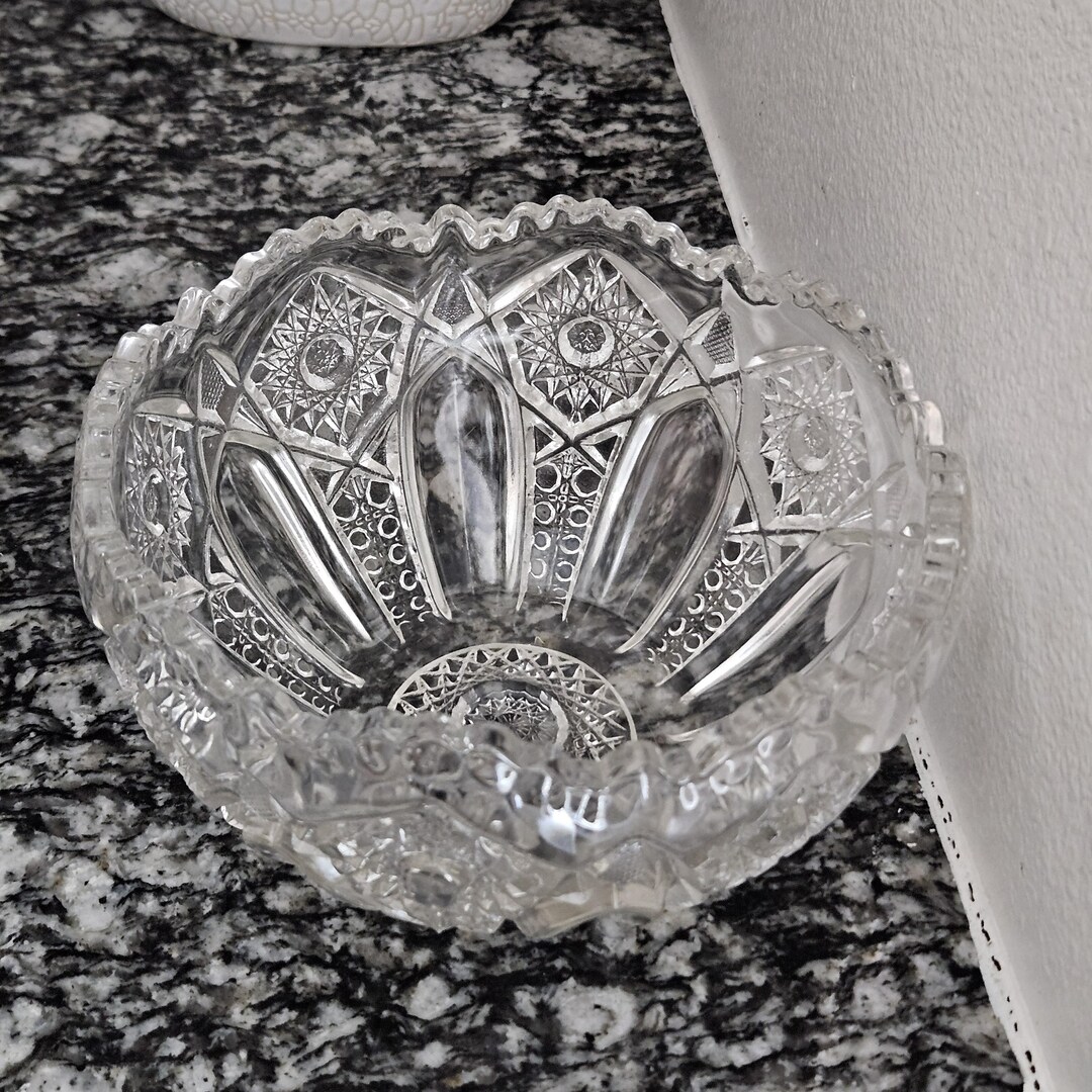 Vintage Quintec Pattern Clear Glass Bowl - Etsy
