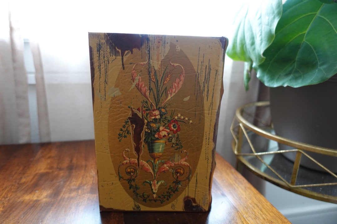 Vintage Book Box Leather Over Wood Secret Storage/keepsake - Etsy