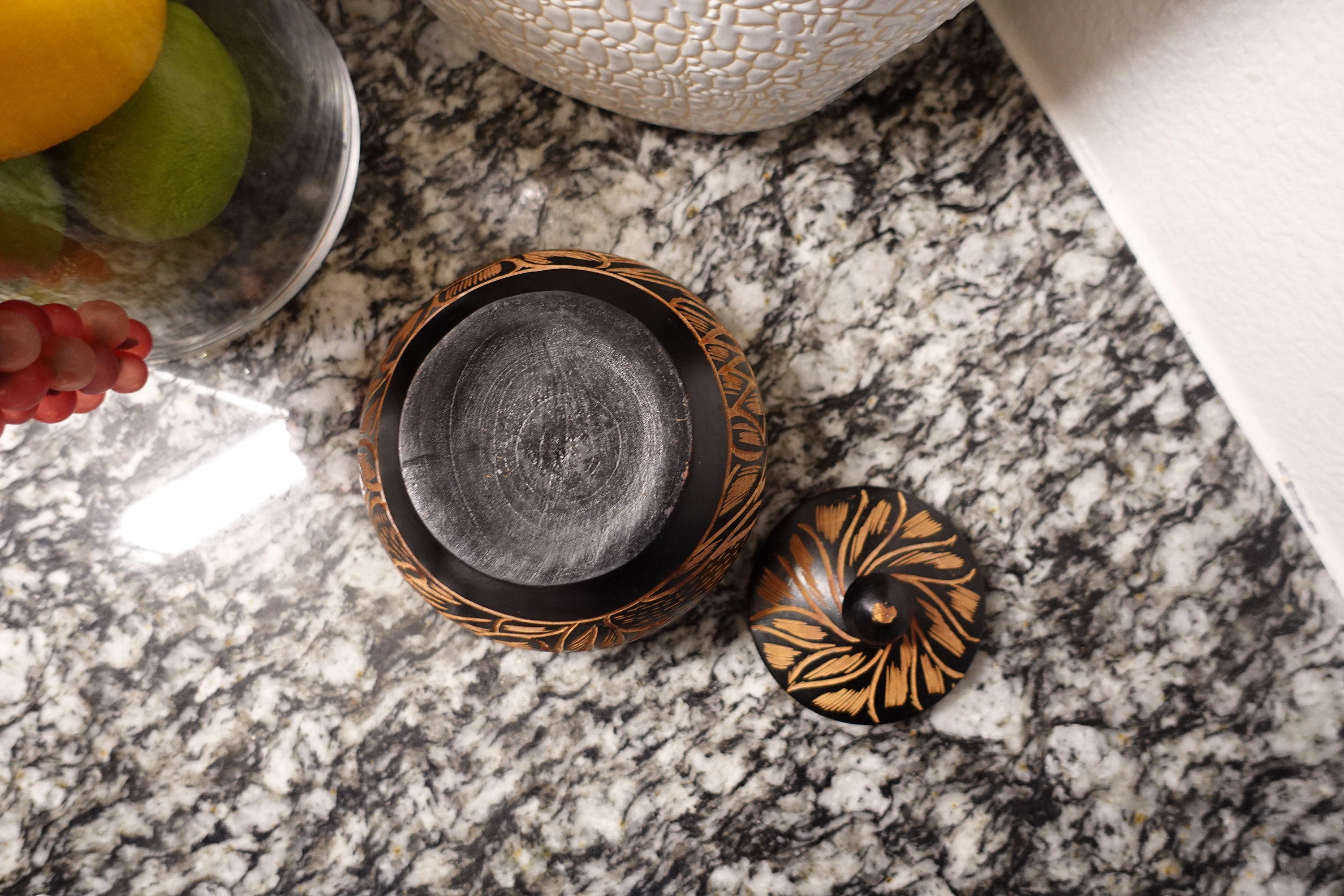 Vintage Hand Carved Trinket Bowl With Lid - Etsy