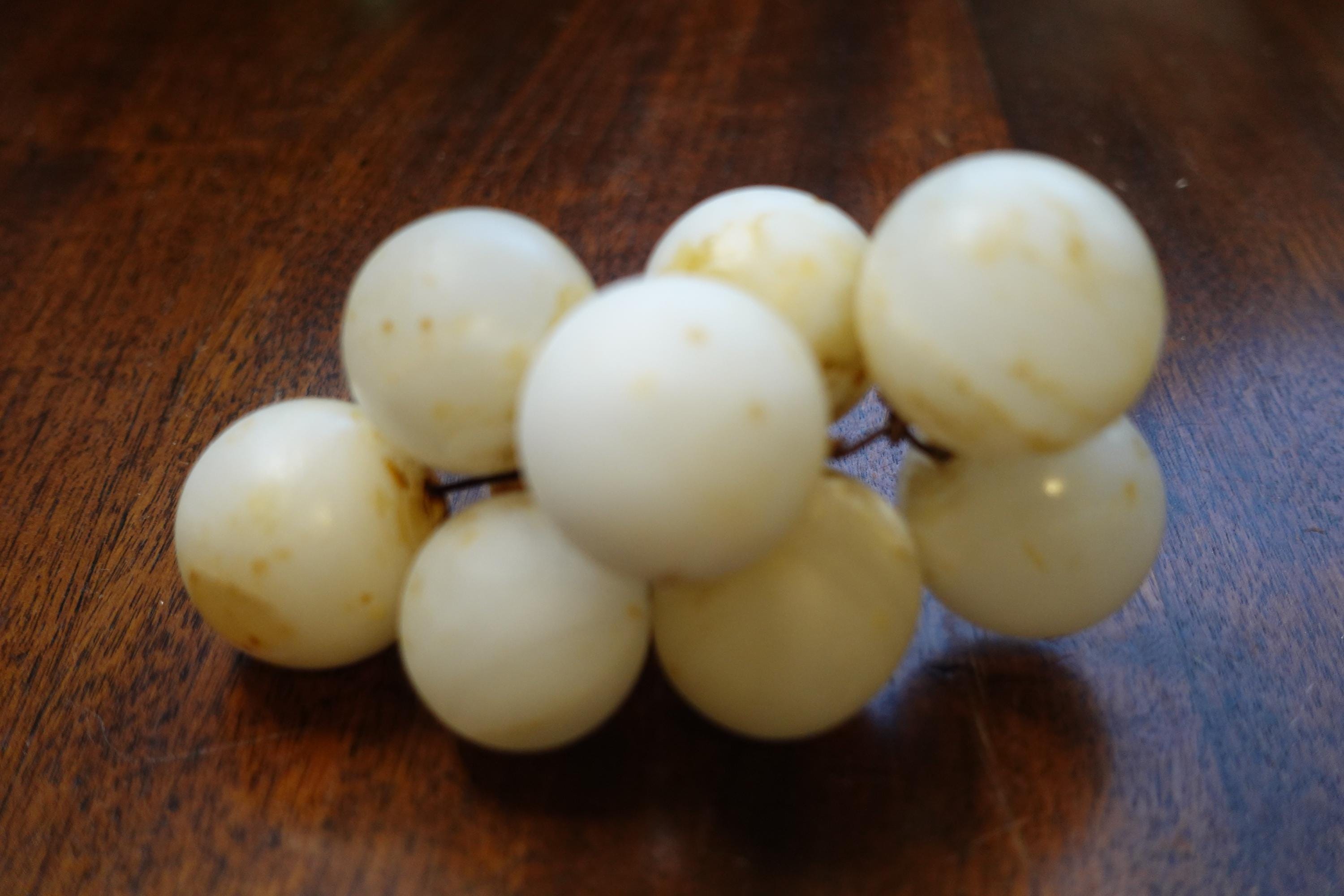 Alabaster Stone Grape Clusters Table Decoration Wood Stem Italian Circa ...