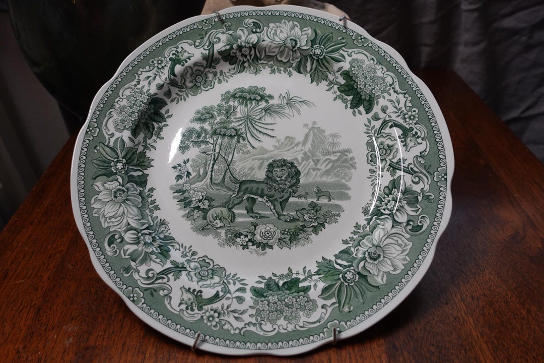 Vintage Spode Archive Collection Aesop's Fables Engraved Green Plate ...