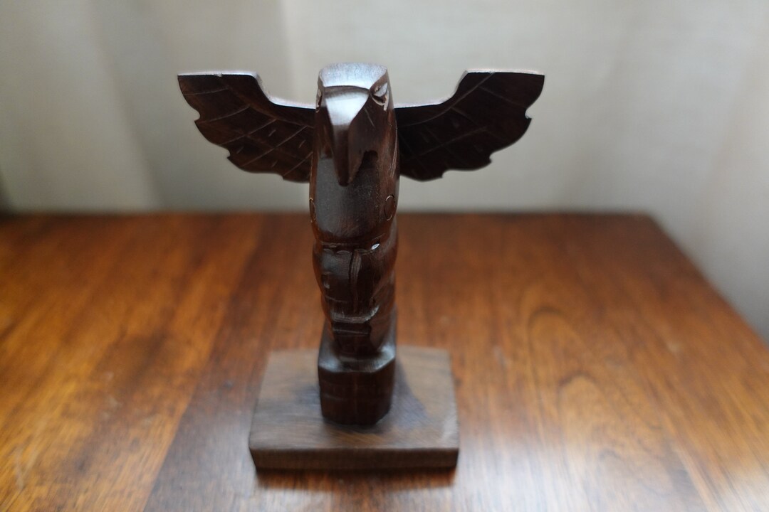 Vintage Hand Carved Wooden Totem Pole Figurine - Etsy