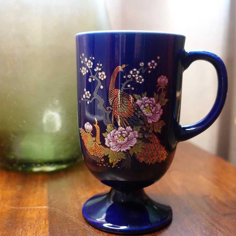 Blue and Gold Mug - Etsy