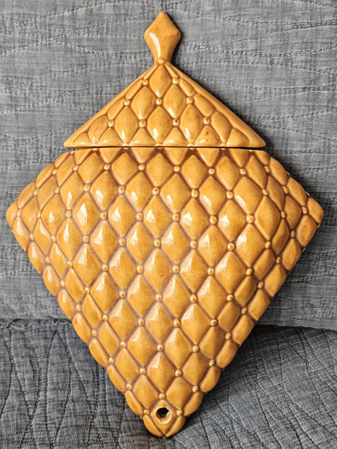 Vintage Arnel's Gilded Acorn Shaped Ceramic Trinket Box With Lid Yellow ...