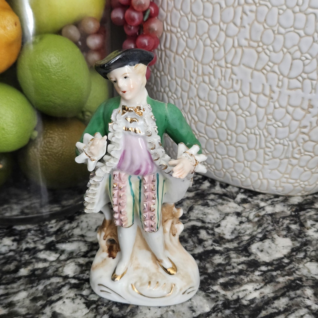 Vintage Porcelain Victorian Gentleman in Pink and Green Made in Japan ...