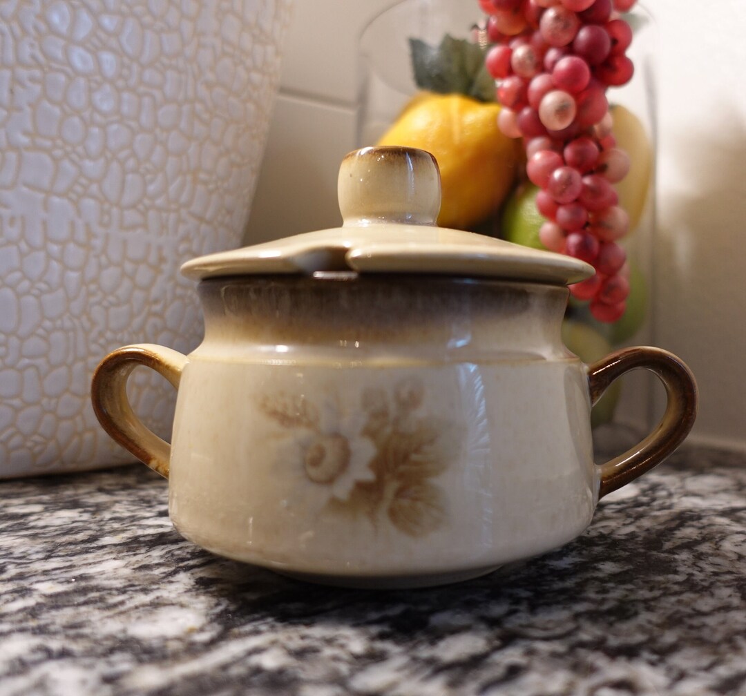 Vintage Denby England Stoneware Double Handle Sugar Bowl and Lid - Etsy