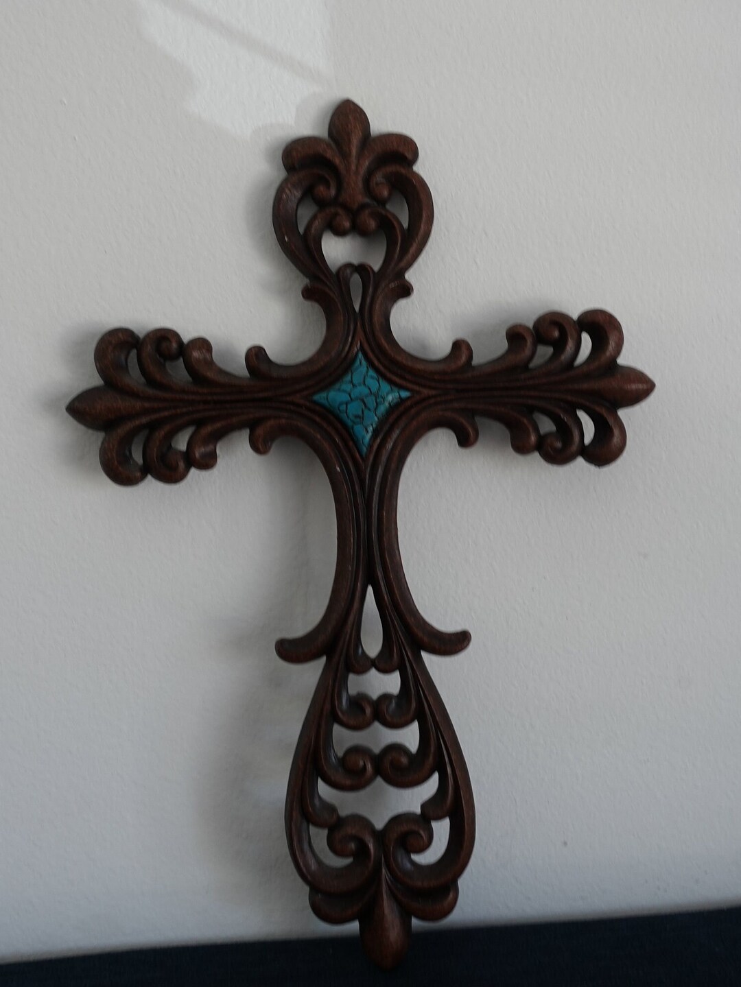 Large Decorative Wall Cross With Blue Topaz Center - Etsy