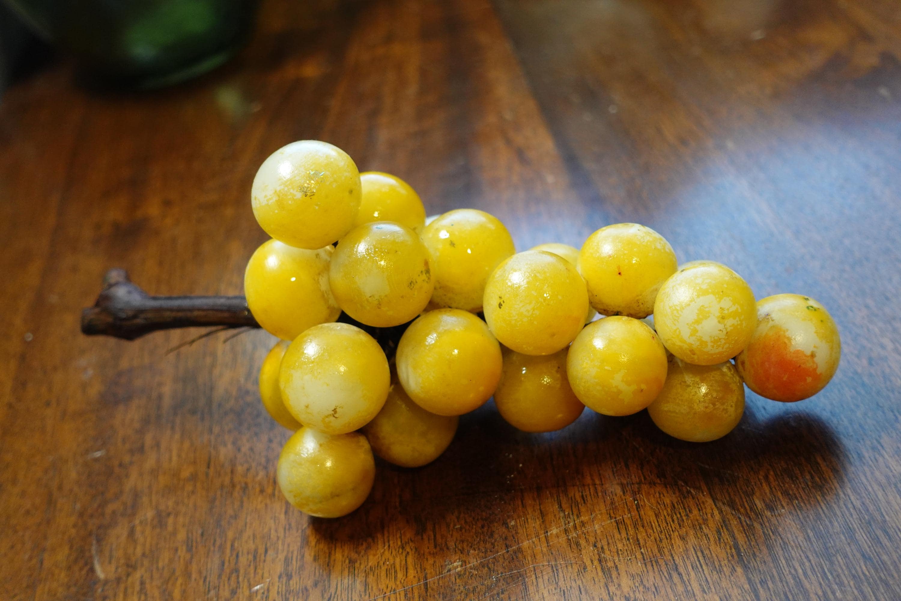 Alabaster Stone Grape Clusters Table Decoration Wood Stem Italian Circa ...