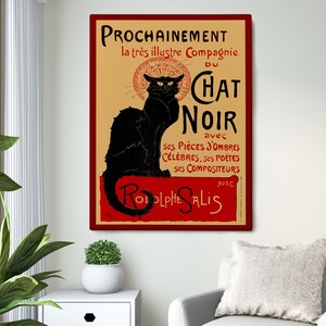 Black Cat Painting Le Chat Noir Theophile Steinlen, Canvas Wall Art ...