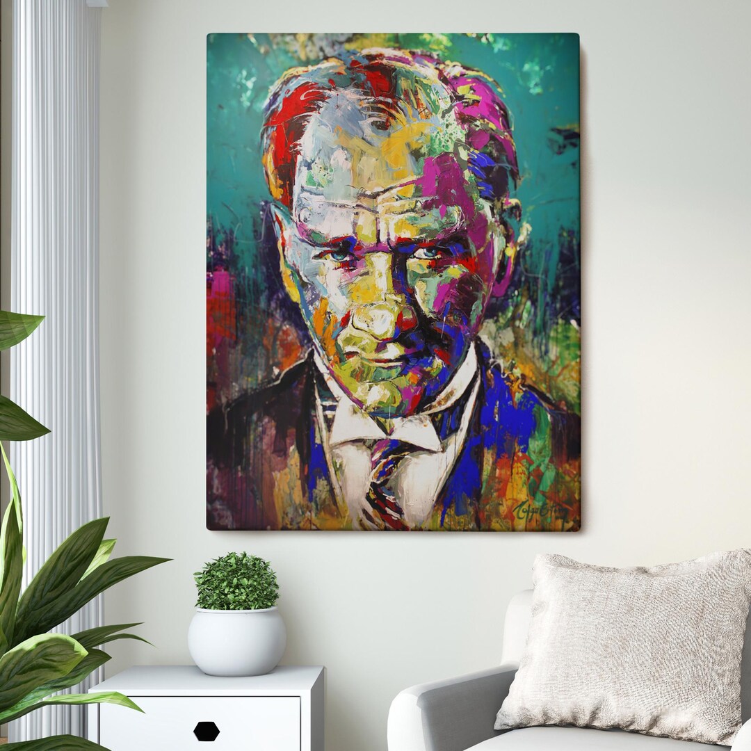 Mustafa Kemal Atatürk Canvas Painting: Modern Wall Decor - Etsy