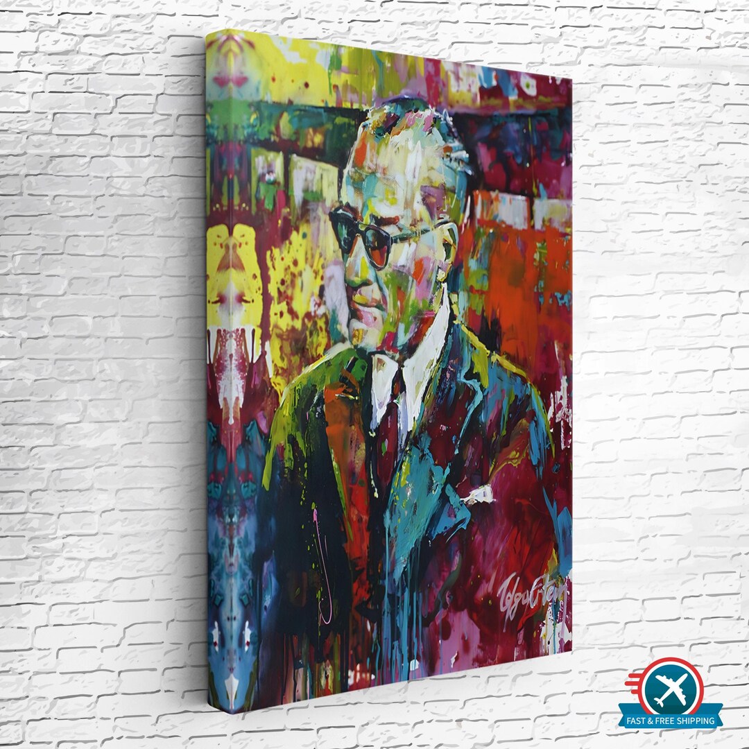 Colorful Oil Painting Effect Mustafa Kemal Atatürk Wall Art, Home Decor ...