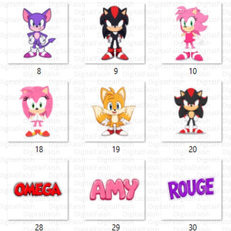 Sonic Characters PNG Clipart Bundle, Tails, Knuckles, Amy, Shadow ...