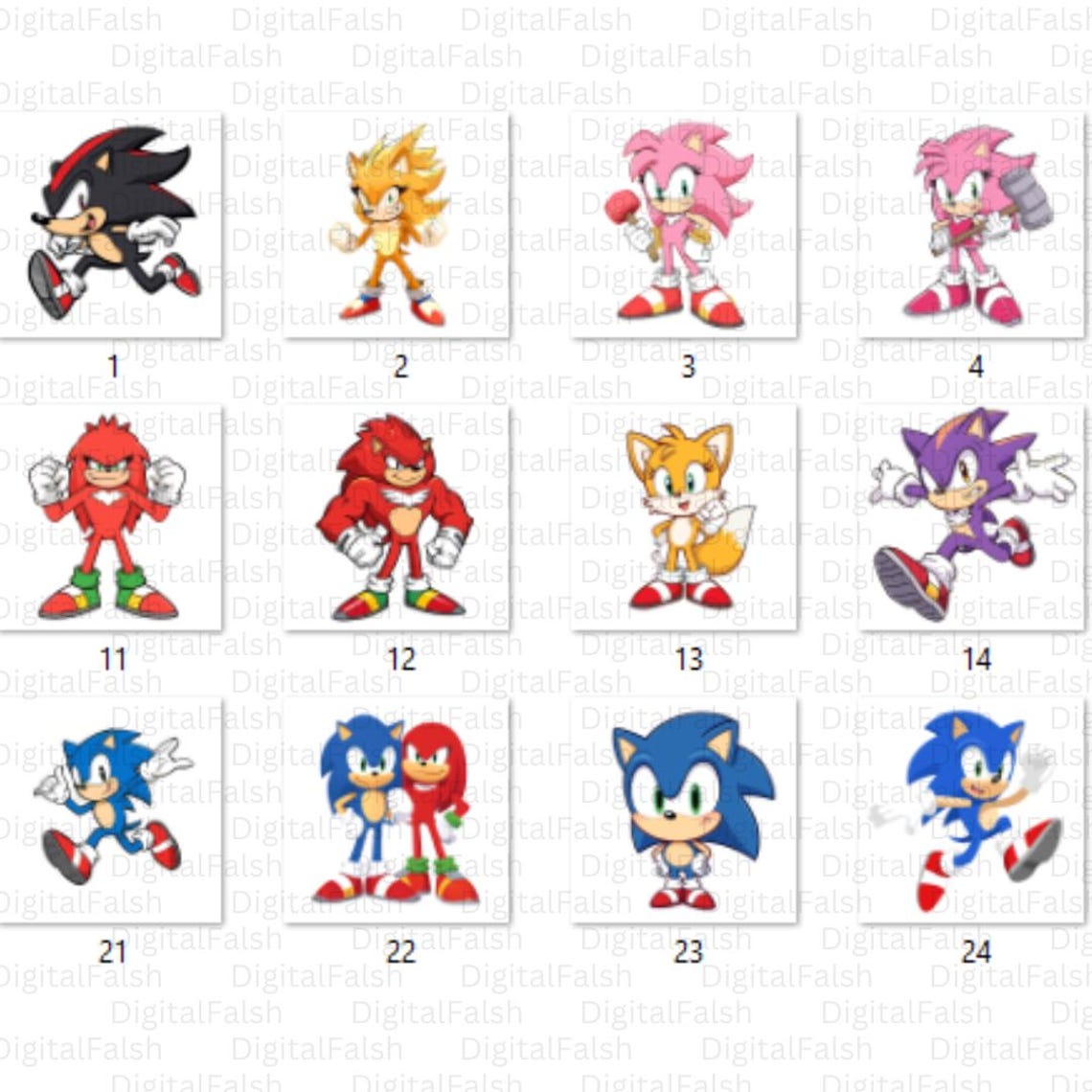 Sonic Characters PNG Clipart Bundle, Tails, Knuckles, Amy, Shadow ...