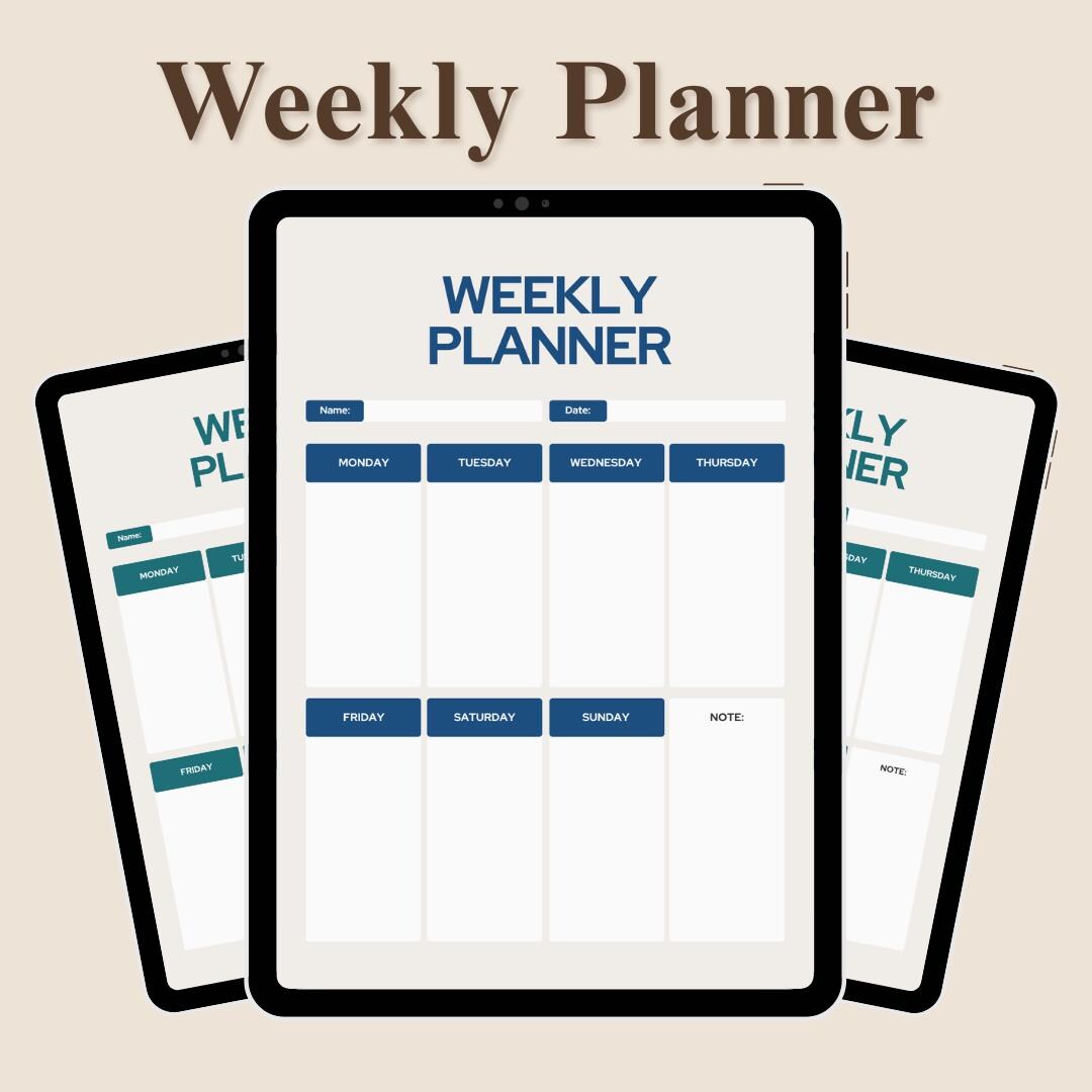 Weekly Planner | Printable & Edit Able File | Minimal Weekly Schedule ...