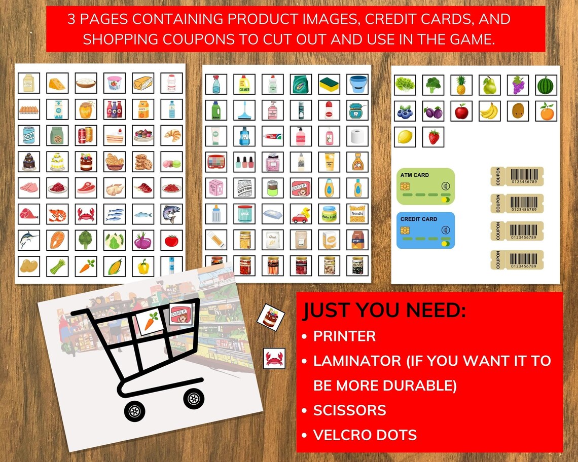 Shopping List Grocery Game | Busy Book Printable |supermarket Play ...