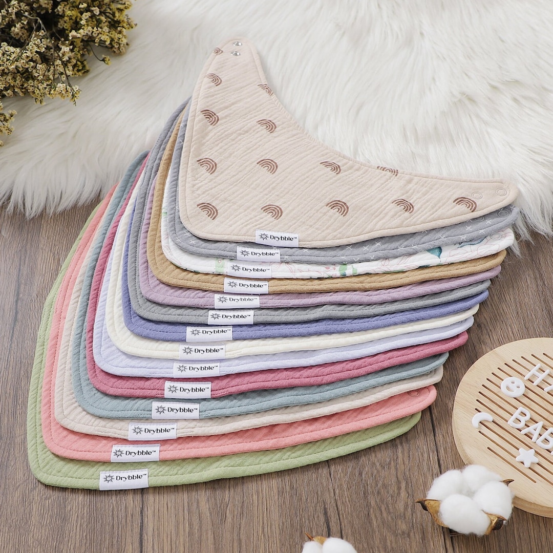 Waterproof Layered Bandana Bibs | GOTS Organic Cotton Dribble Bibs ...