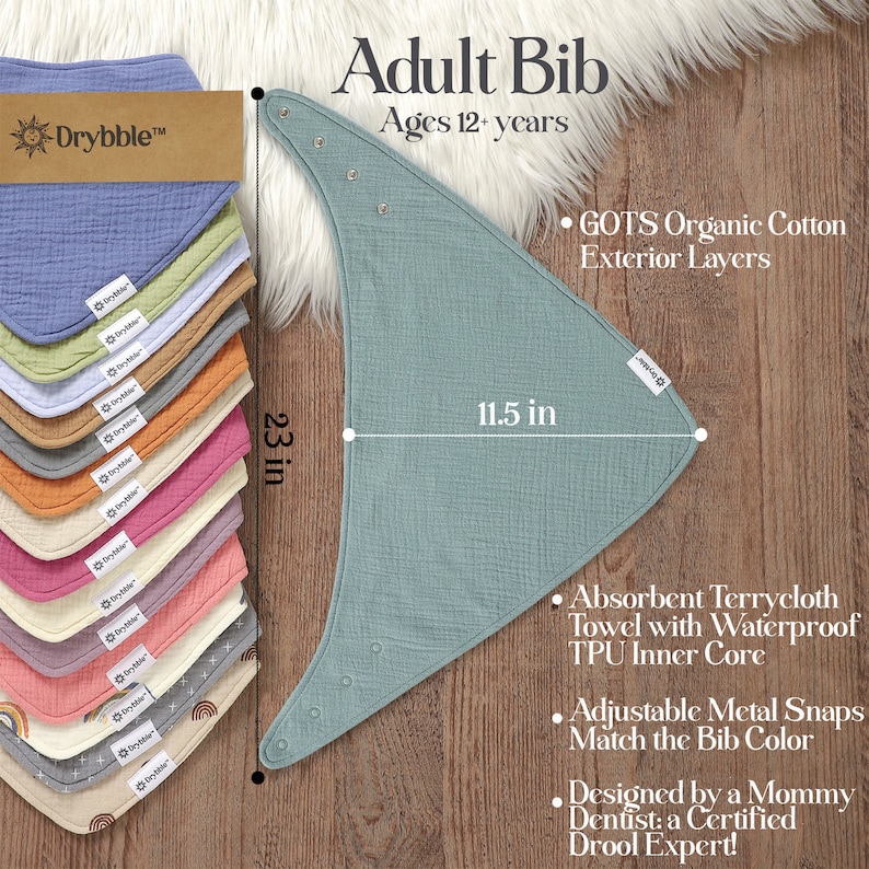 Adult Waterproof and Absorbent Special Needs Bib | Teen Drool Bib ...