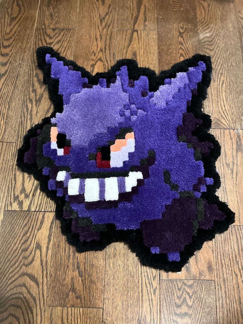 8-bit Gengar Tufted Rug | Gengar Sprite Rug | Pokemon Rug | Anime Rug ...