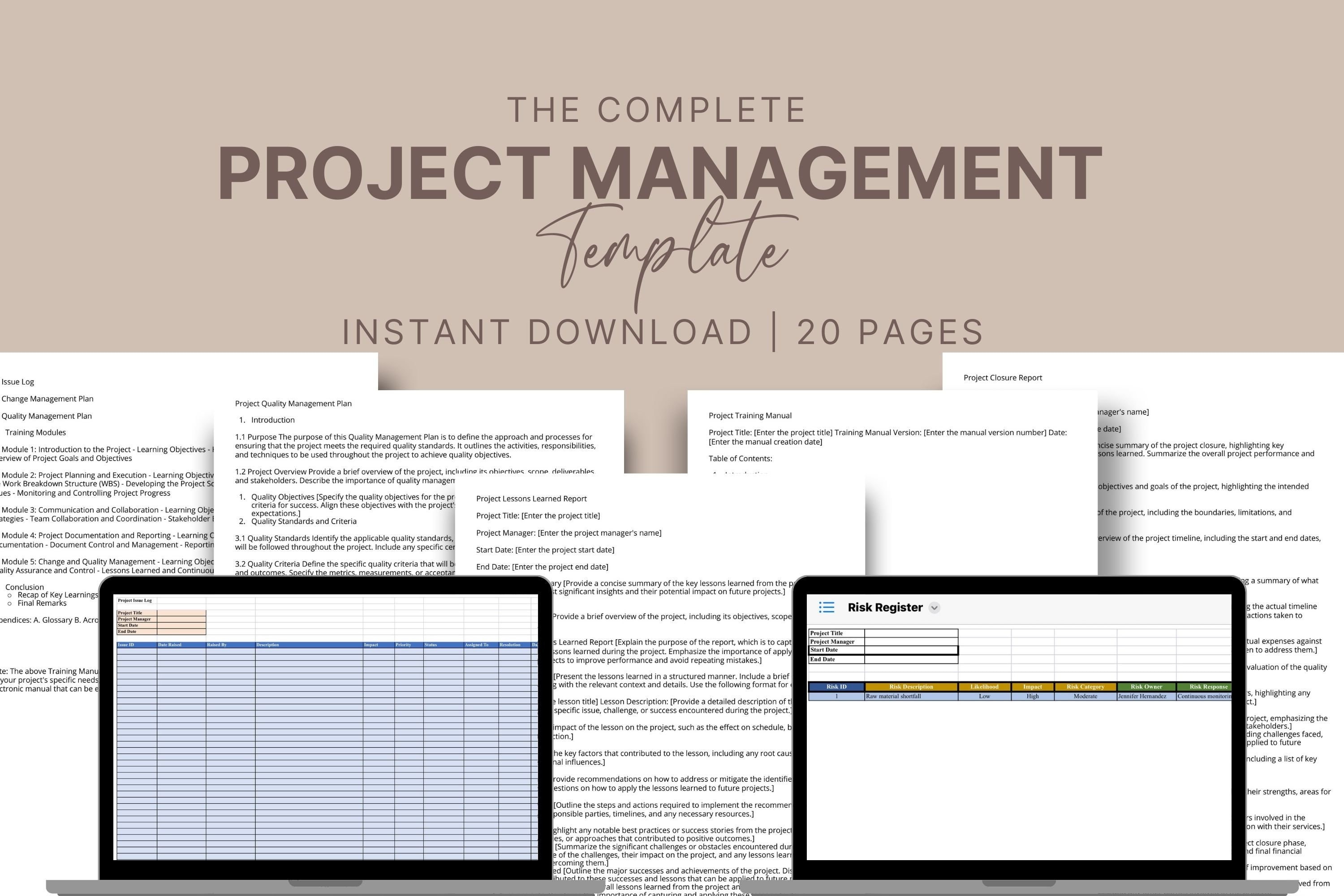 Editable Project Management Template | Project Tracker | Project ...