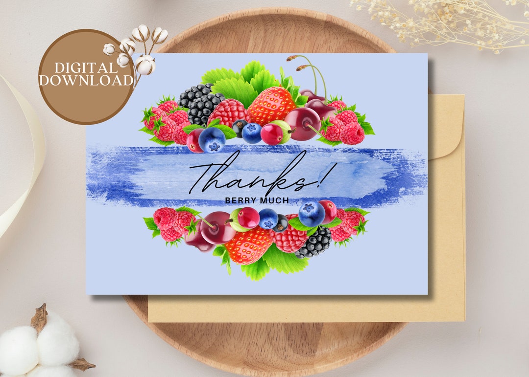 Thanks Berry Much Card DIGITAL Download Printable Card - Etsy