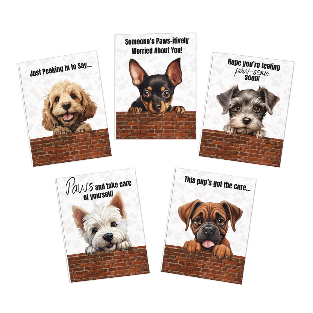 Dog-themed Get Well Cards Multi-design Greeting Cards (5-pack) - Etsy