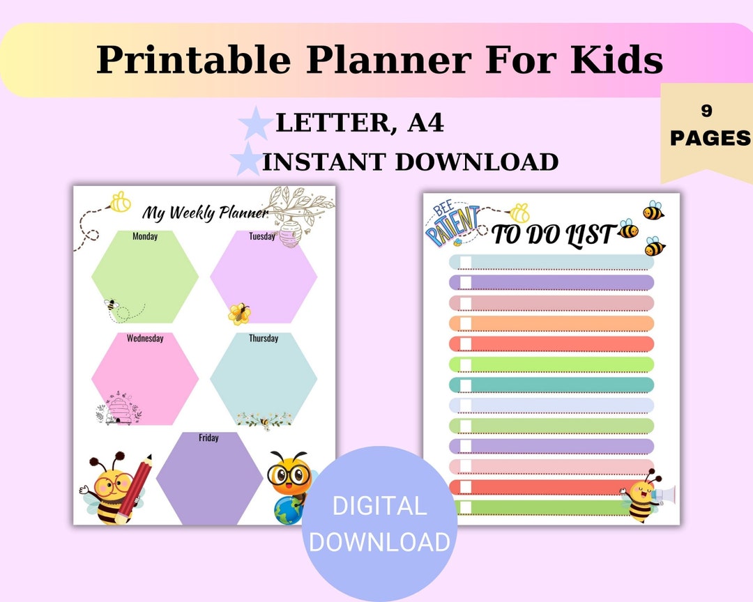 Printable Planner for Kids Kids School Planner Kids - Etsy