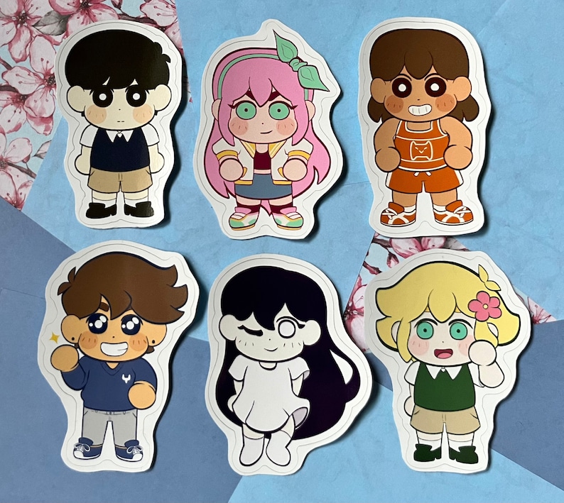 OMORI Stickers Real World / Faraway Town Sunny, Aubrey, Kel, Hero, Mari ...