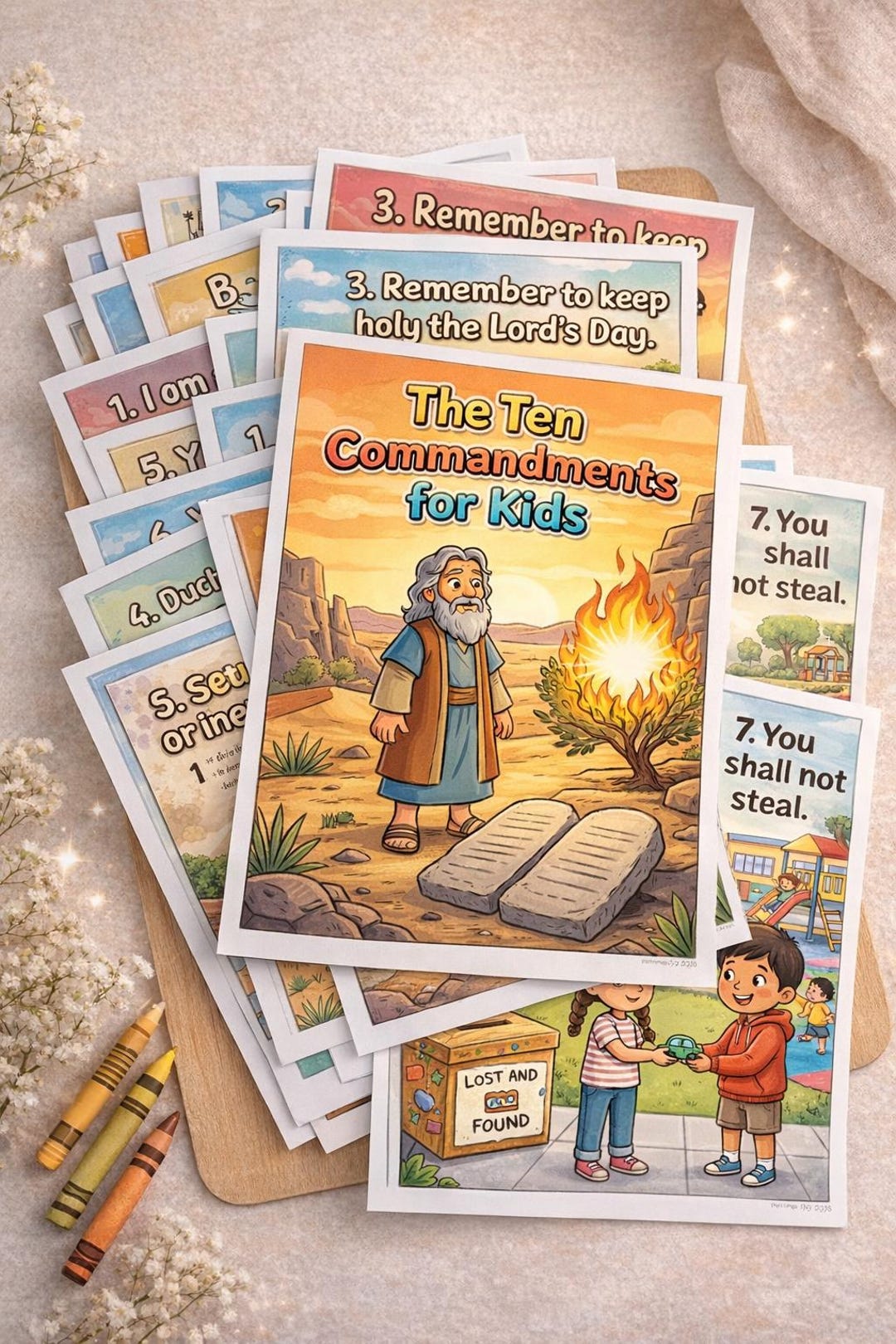 The Ten Commandments for Kids — Illustrated Printable (PDF Digital ...